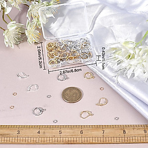 CREATCABIN 2 Colors 48Pcs Leverback Earwires Leverback Earring Hooks Kit 18k Gold Plated Sterling Silver Dangle Earwire Findings with Horizontal Loops Jump Rings for Earring Making Accessories