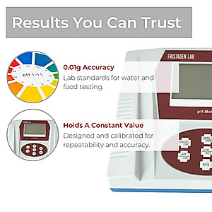 Fristaden Lab Benchtop pH Meter, 0.01 pH Accuracy | Scientific pH Meter for Wine, Beer and More, Digital Bench Top pH Meter and Electrode
