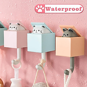 Nokiils 4 Pcs Cute Cat Key Holder, Creative Adhesive Mouse Cat Wall Hooks, Cute Room Decor Hook for Coat, Scarf Hat Towel Key Bag Wall Decoratives