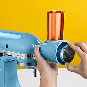 Stainless Steel Slicer Shredder Attachment for KitchenAid Stand Mixer, Cheese Grater KitchenAid, Slicer Accessories with 3 Blades (Cyan)