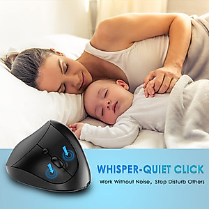 WREWING Ergonomic Mouse, 2.4GHz Rechargeable Wireless Vertical Mouse with SUB Receiver, 6 Buttons 3 Shift Adjustable DPI, Silent Ergonomic Mouse for Laptop PC Desktop Mac