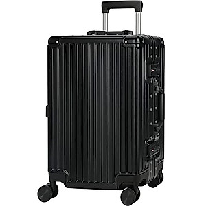 AnyZip Luggage Aluminium Frame Suitcase PC ABS Hard Shell TSA Lock No Zipper 24In Black