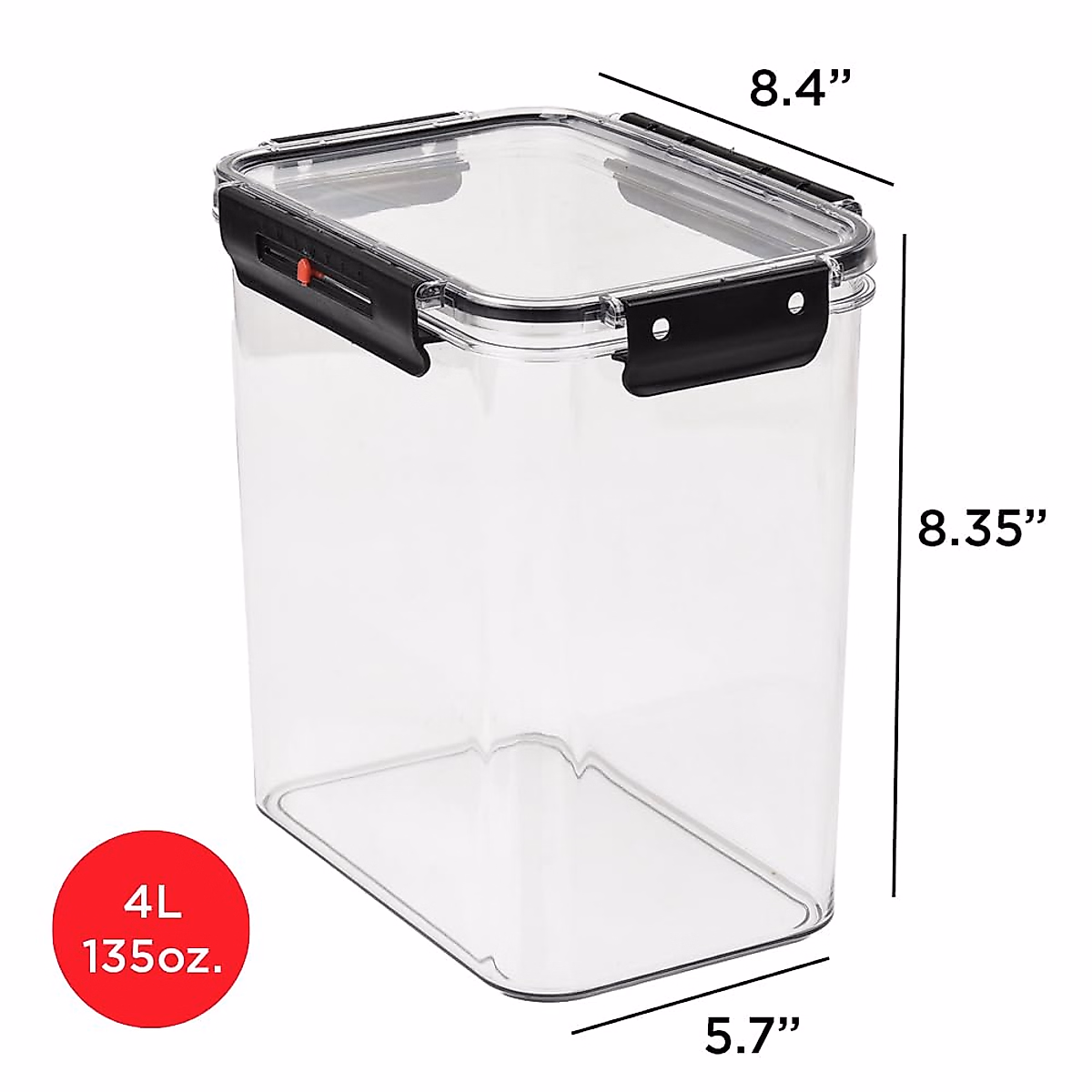 SharpChef Airtight Food Storage Container with Easy locking lids, Date Indicator, Leakproof, Kitchen Pantry Organization and Storage, Cereal, Flour & Sugar, Rice, Cookies, Candy, Pasta,BPA-Free (4L)