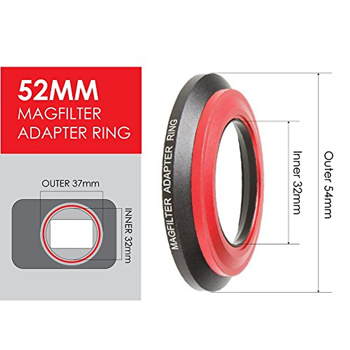 Kamerar MagFilter 52mm Threaded Adapter Ring with Carrier Bag, Magnetic Lens Filter Adapter Rings for Sony RX100 IV, V, VI, VII, Canon G5X Mark I II G7X Mark I II III G9X, Nikon, and Panasonic