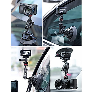 Camera Suction Cup Mount for Gopro - ULANZI SC-02 4.5in Pump-actived Vacuum Suction Mount w Quick Release NATO Magic Arm Car Boat Windshield Window Mount Compatible with Go pro Nikon Canon Sony DSLR
