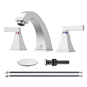 HOMELODY Widespread Bathroom Faucet 8 Inch, 2 Handle Bathroom Sink Faucet, 3 Hole Lavatory Faucet with Pop Up Drain, Chrome