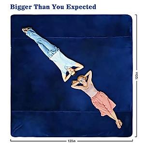 Enimib Oversized King Blanket 120 x 120 Inches, Extra Large Soft Warm Lightweight Flannel Fleece Thick Throw Blanket 10'x 10', Plush Microfiber Fluffy Big Blanket for Couch/Bed/Sofa Camping Navy Blue