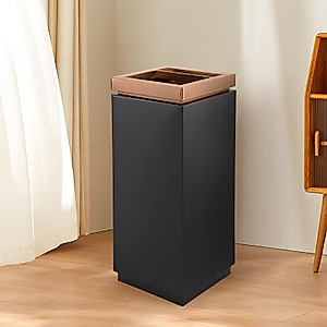 WICHEMI Trash Can Indoor Outdoor Commercial Trash Can with Lid Open Top Stainless Steel Industrial Large Garbage Can with Removable Inner Bucket Metal Trash Bin Square - 11.8x11.8x28.5in