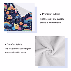 Flradish Cute Owls Rainbow Towels 3 Pack Bath Towels for Bathroom Set Soft Cotton Highly Absorbent Lightweight & Quickdry Towel Set 1 Bath Towel,1 Hand Towel,1 Washclothe