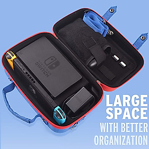 Ravol Carrying Case for Nintendo Switch, Portable Storage Bag for Nintendo Switch Organization - Blue/Red