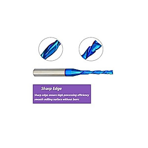 Ruhi Spiral Router Bits Up Down Compression Bit 1/8 inch Cutting Diameter, 1/4 inch Shank Solid Carbide CNC End Mill with Nano Blue Coating for Wood Carving C2184…