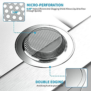 AFANTY 3PCS Kitchen Sink Strainer, Large Wide Rim 4.5" Diameter, Stainless Steel, Fits Most Drains (3.15" to 3.75")
