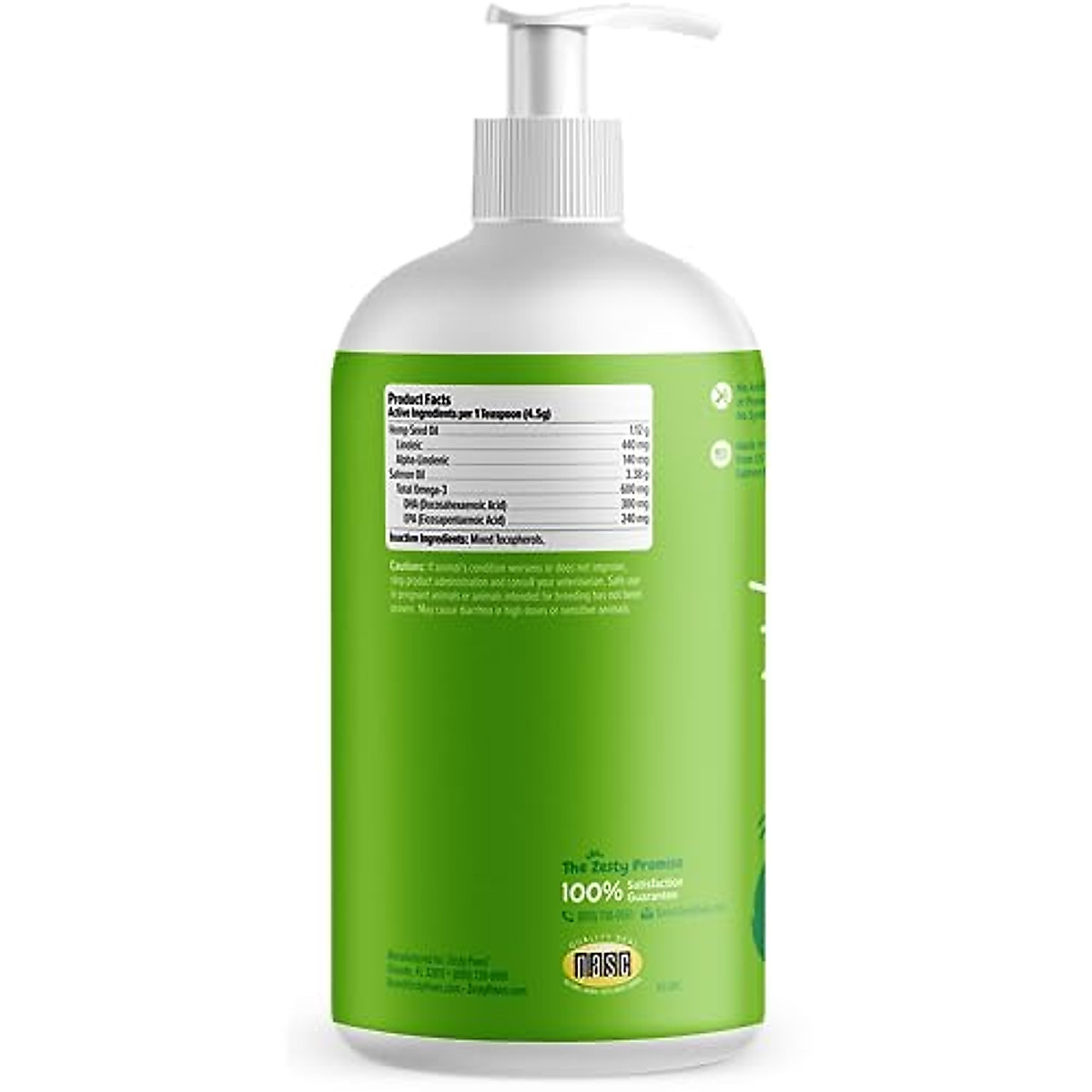 Zesty Paws Salmon Omega Oil Hemp for Dogs and Cats with Wild Alaskan Salmon Oil Omega 3 and 6 Fatty Acids with EPA DHA for Pets Supports Normal Skin Moisture and Immune System Function 32oz