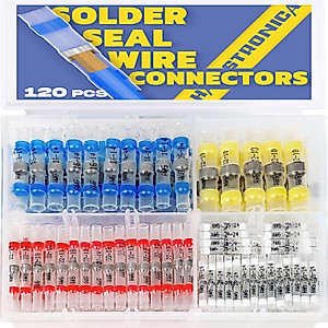 haisstronica 120PCS Solder Seal Wire Connectors,Marine Grade Heat Shrink Wire Connectors-Heat Shrink Butt Connectors-Butt Splice Wire Connectors for Stereo, Electrical with Corrosion and Weatherproof
