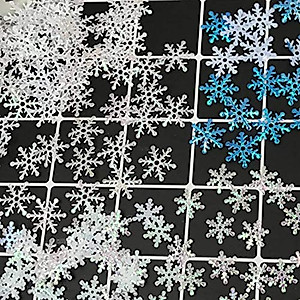 OuMuaMua 1200Pcs Snowflakes Confetti Decorations for Christmas, White and Blue Winter Confetti Snow Party Pack for Wedding Birthday Holiday Party Table Decorations Supplies