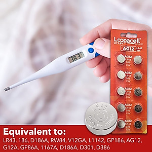 LOOPACELL AG12 LR43 386 SR43 1.5V Alkaline Button Cell Watch Batteries 10 Pack
