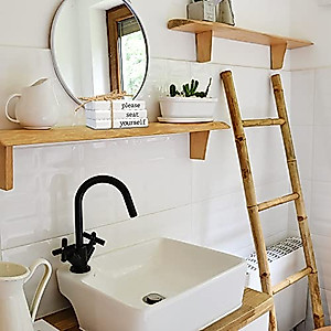 Farmhouse Bathroom Decor - Funny Rustic Wooden Mini Books for Your Restroom Shelf - The Perfect Small Decorative Accent for The Guest Bathroom - White