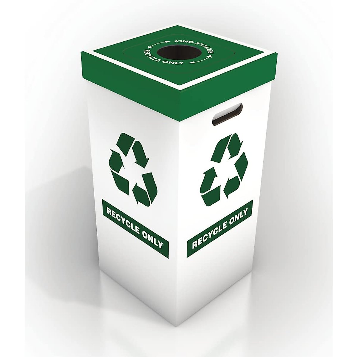 *New* One Earth ''Recycle ONLY'' Printed Cardboard Box Set: Box + Lid + Trash Bag Set (Recycle Only Print), Quantity = 10 Sets,Green