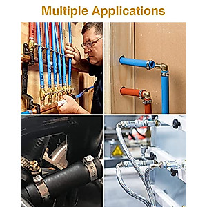 VIGRUE 304 Stainless Steel Single Ear Hose Clamps with Pincer, 105PCS 3/8'' to 1'' Stepless Hose Clamps with Pipe Clamp Tool, Pex Cinch Clamps Rings Tool Assortment Kit