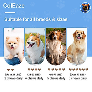 ColEaze Dog Calming Chews, 200 Count Dog Calming Treats, Anxiety Relief for Dogs, Sleep Calming Aid, Health & Wellness Supplements for Dog Separation Barking, Chicken Liver Flavor