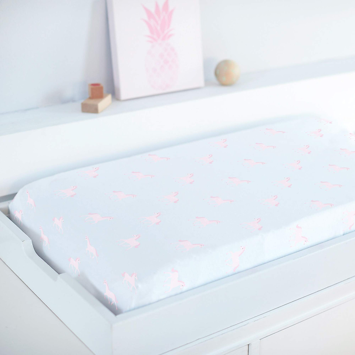Hello Spud - Pink Unicorns Changing Pad Cover Organic Cotton Jersey - Super Soft
