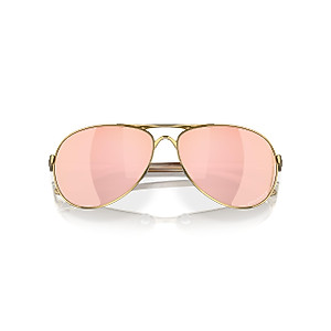 Oakley Women's OO4079 Feedback Aviator Sunglasses, Polished Gold/Prizm Rose Gold Polarized, 59 mm