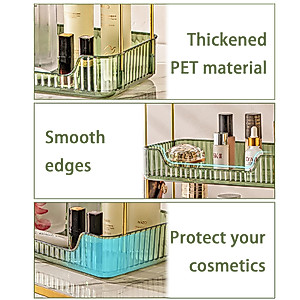 shuang qing Bathroom Counter Organizer Countertop Storage, Cosmetics Skincare Shelf Organizer, Makeup Organizer Perfume for Dresser Vanity Tray, Spice Rack Organizer for Kitchen(2 Tier-Green)
