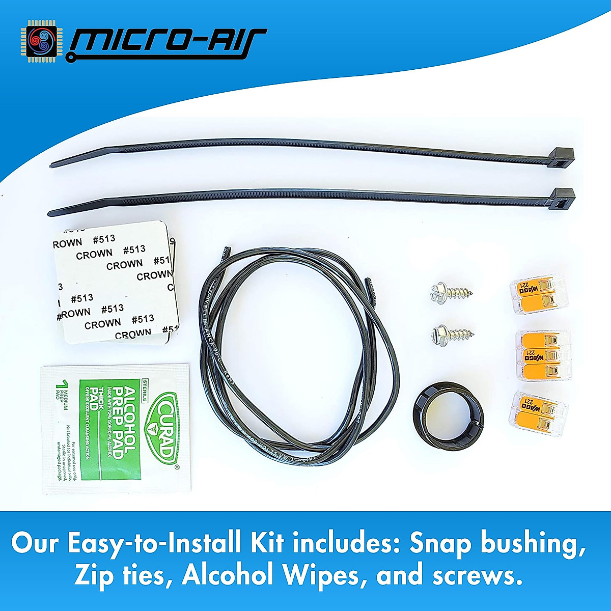 Hutch Mountain MicroAir Easy Start 364 Installation Kit - Snap Bushing, Zip Ties, Alcohol Wipes, Adhesive Pads, WAGO connectors, & Screws - Unleash The Potential of Your RV Air Conditioner Soft Start