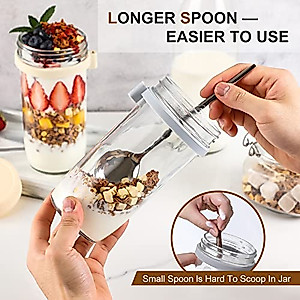 LANDNEOO 4 Pack Overnight Oats Containers with Lids and Spoons, 24 oz Glass Mason Jars for Overnight Oats, Large Capacity Airtight Jars for Milk, Cereal, Fruit