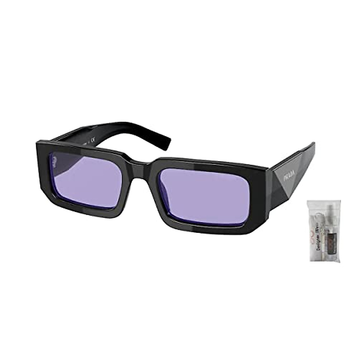 Prada PR06YS 02Z01O 53MM Black/Blue/Violet Rectangle Sunglasses for Men + BUNDLE with Designer iWear Complimentary Eyewear Kit