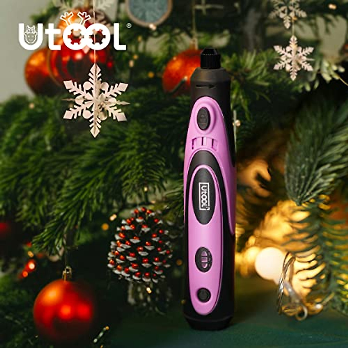 UtooL Cordless Rotary Tool Kit 4V with 42 Accessories, USB Charging Cable and 3-Speed Mini Rotary Tool for Nail Trimming, Cutting, Drilling, Etching, Sanding, Engraving, Polishing & DIY Crafts, Pink