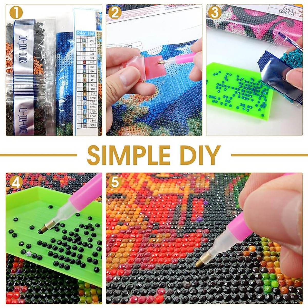 Bimkole 5D Diamond Painting Kits, Full Drill DIY Rhinestone Embroidery Set Paint with Diamonds Art by Number Kits Cross Stitch Home Wall Craft Decoration (12x16 inch)#b11258