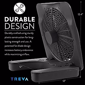 Treva 10-Inch Portable Desktop Air Circulation Battery Fan, 2 Speed, Compact Folding & Tilt Design, with AC Adapter - 2 Pack (Graphite)