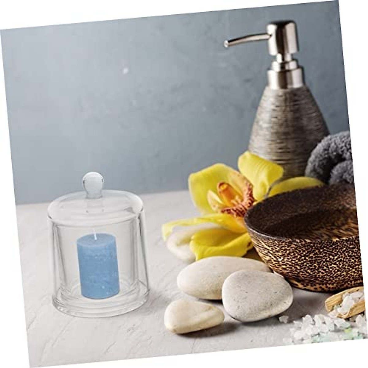 Garneck 1 Set Candlestick Food Glass Dome Glass Candle Cups Food Serving Cover Glass Container with Lid Clear Glass Bell Jar Desert Cloche Dome Candle Holder Dome Crystal Household Cake