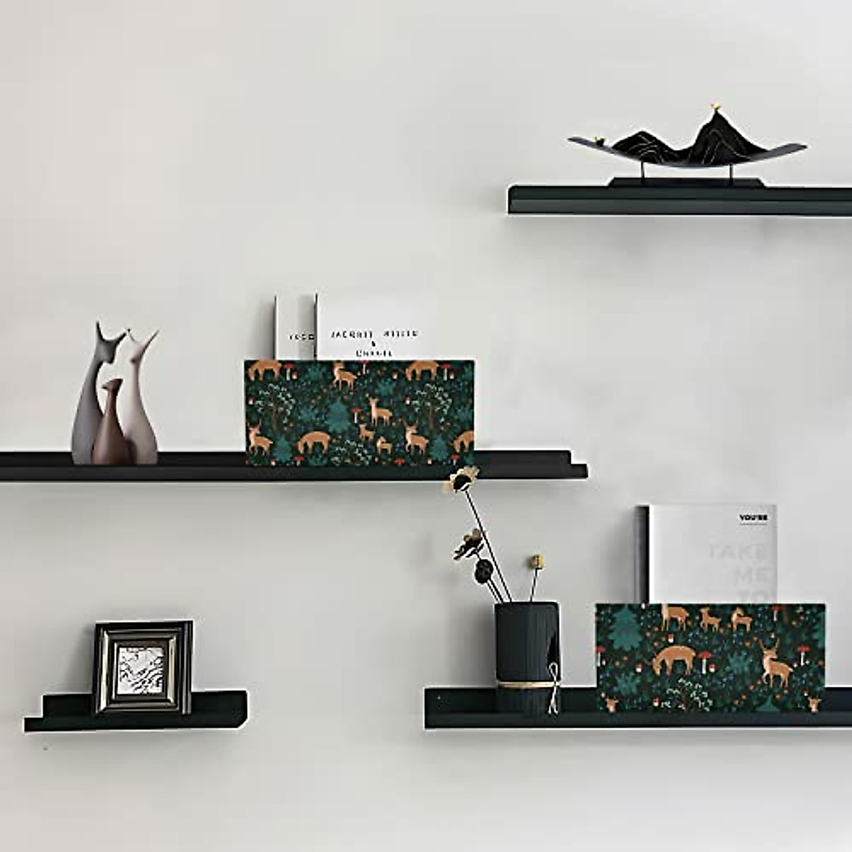 Forest Sika Deer Storage Basket Felt Storage Bin Collapsible Felt Storage Convenient Box Organizer for Clothes Towels Magazine