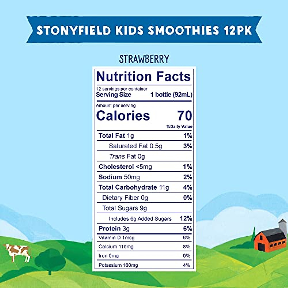 Stonyfield Organic Lowfat Yogurt Smoothies, Strawberry, 3.1 oz., 12 Ct - #1 Organic Kids Yogurt, Real Fruit & Wholesome Ingredients, 12 count (pack of 1)
