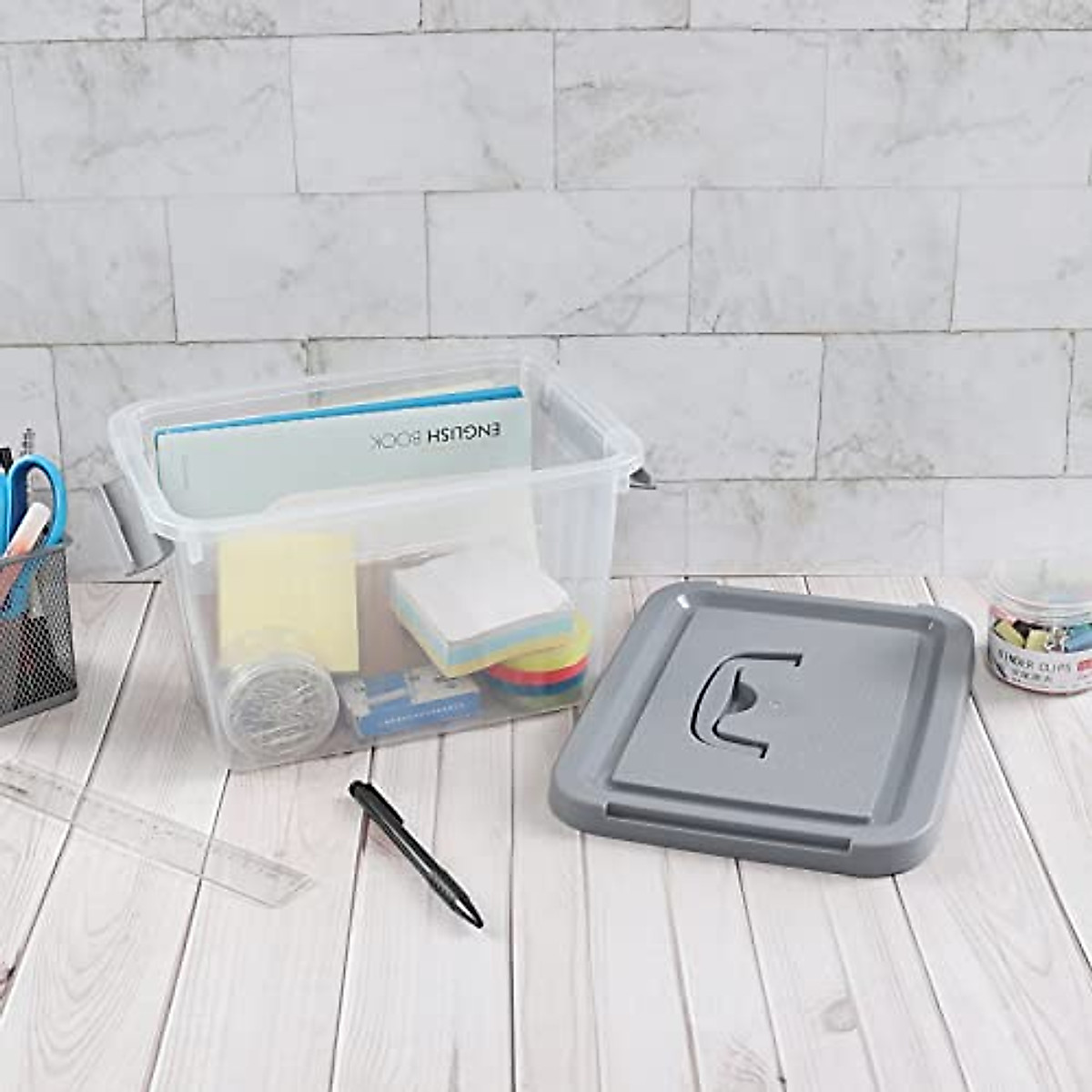 Yarebest 6-pack 6L Clear Plastic Box with Lids, Small Storage Bins