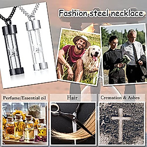 MPRAINBOW Stainless Steel Glass Bottle Hourglass Cremation Vial Urn Pendant Charm Necklace For Ash Memorial Keepsake For Men Women Pets
