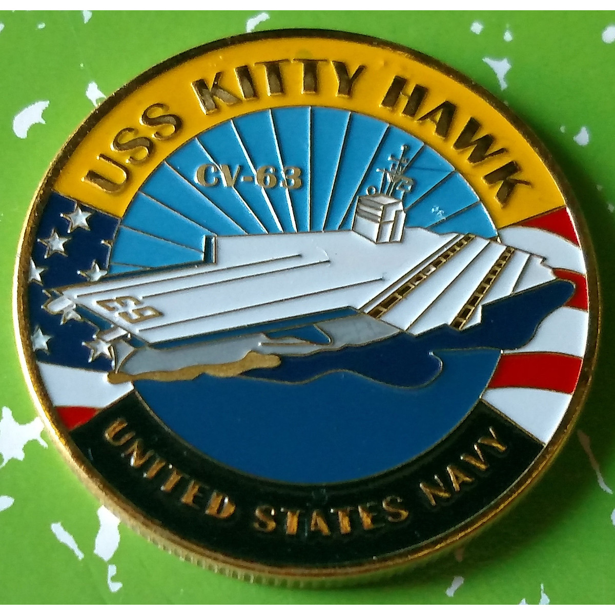 US Navy USS Kitty Hawk CV-63 Colorized Challenge Art Coin