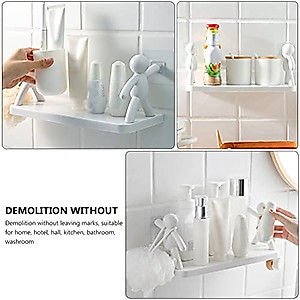 DOITOOL 2pcs Floating Shelves Wall Mounted Figure Ledge Display Plastic Wall Shelf Stick On Damage Free Removable Hanging Rack Wall Decor for Kitchen Bathroom Living Room