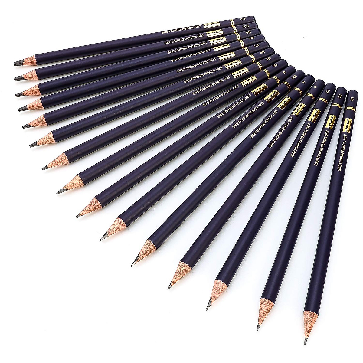 MUJINHUA - Sketch Pencils for Drawing, 15 Piece Graphite Pencils for Drawing, Sketching, and Shading - Ideal Art Supplies for Artists - Includes Various Hardness Options