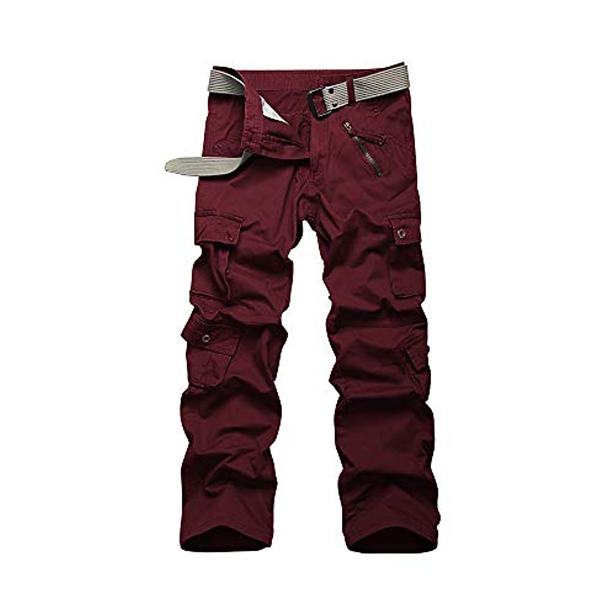 Men's Hiking Cargo Work Pants with 8 Pockets Relax Fit for Casual Army Combat Hunting Outdoor Wine Red 30