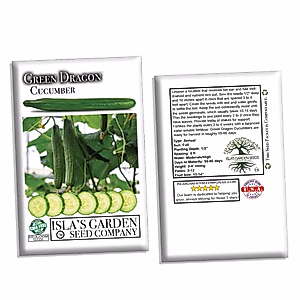 "Green Dragon" Cucumber Seeds for Planting, 50+ Heirloom Seeds Per Packet, (Isla's Garden Seeds), Non GMO Seeds, Botanical Name: Cucumis sativus, 90% Germination Rate