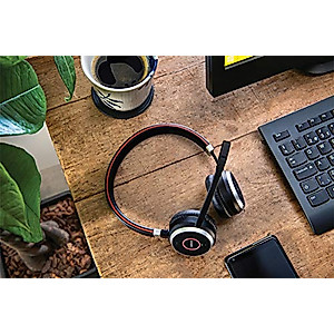 Jabra Evolve 65 Bluetooth Stereo Headset Bundle, MS Version, Two Mic Cushions, USB Dongle, Charging Stand, Compatible for Skype for Business, Lync, Teams, Voice & Video Apps, Smartphones, Pc, Mac