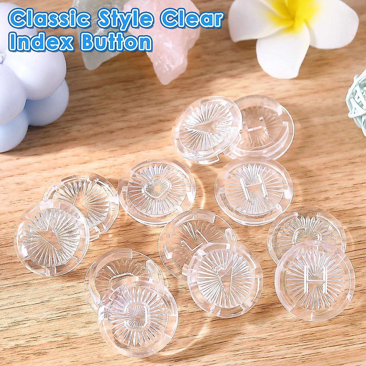 Dreyoo 4 Pack Faucet Index Buttons, Compatible with Gerber 94-445 94-446 94-447 Faucet Handles Button, Bathroom Sink Knobs Hot, Cold, Diverter Index Buttons, Acrylic, Clear