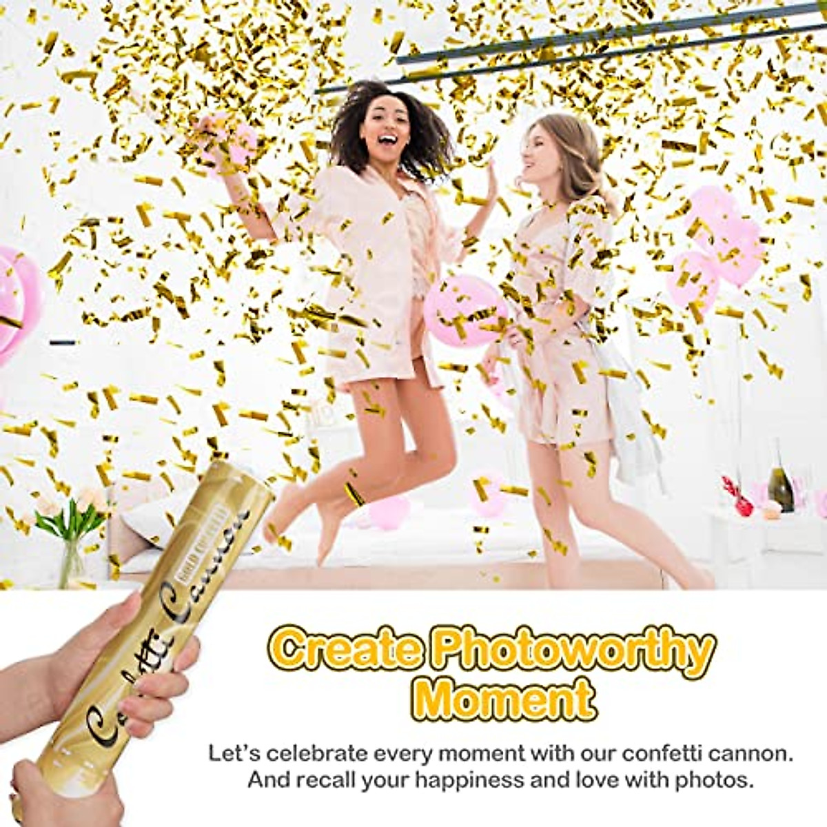 Confetti Cannon Party Poppers Gold,(6 pack)YESHOW Confetti Shooters Blaster for Birthday Graduation Wedding Christmas New Year’s Eve and Any Celebrations