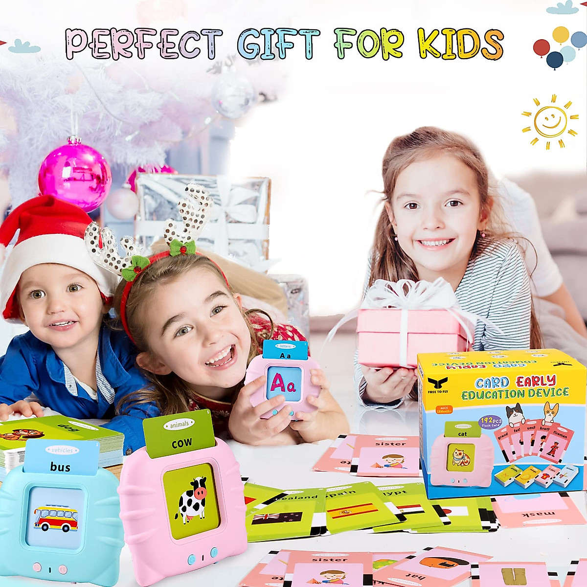 FREE TO FLY Learning Toys Flash Cards for Toddlers 2-4: 384 Sight Words Kindergarten Alphabet ABC Learning Card Machine Tater Tots Pocket Vocab Learning Gift for 2 3 4 5 6 Year Old Girls Boys