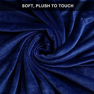 Throw Blankets Queen Size, Super Soft 350GSM Thick Fuzzy Warm Blanket for Bed and Sofa, Dark Blue, 60x80 inches