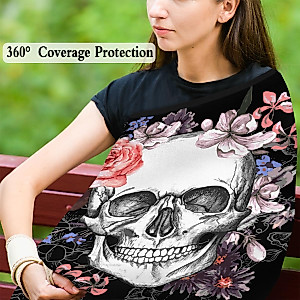 Death Sugar Skulls Baby Car Seat Cover for Baby Boys and Girls Breathable Lightweight Carseat Cover Baby Carrier Cover Soft Flexible for Girls Boys