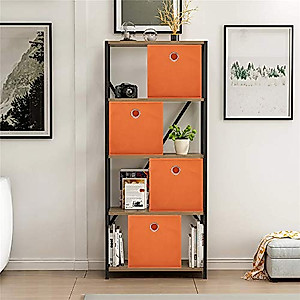 Orange Storage Cubes Bins 11x11x11 Cubicle Cubes Organizer Baskets Fabric Storage Drawers Foldable Cubes Storage Boxes Collapsible Cubes Inserts Storage for Closet Organizer Shelves,QY-SC20-3